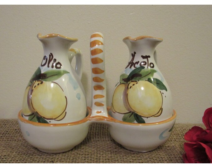 Handmade Italian Oil and Vinegar Cruet Set With Caddy - Etsy