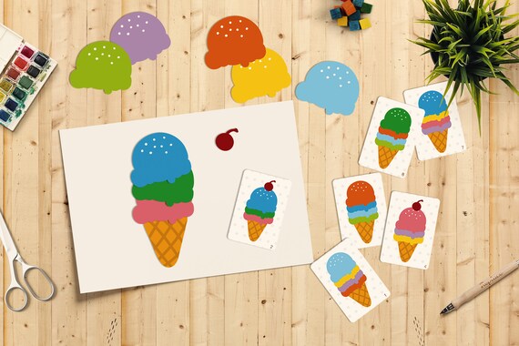 Ice Cream Color Match Color Match Make Believe Play - Etsy