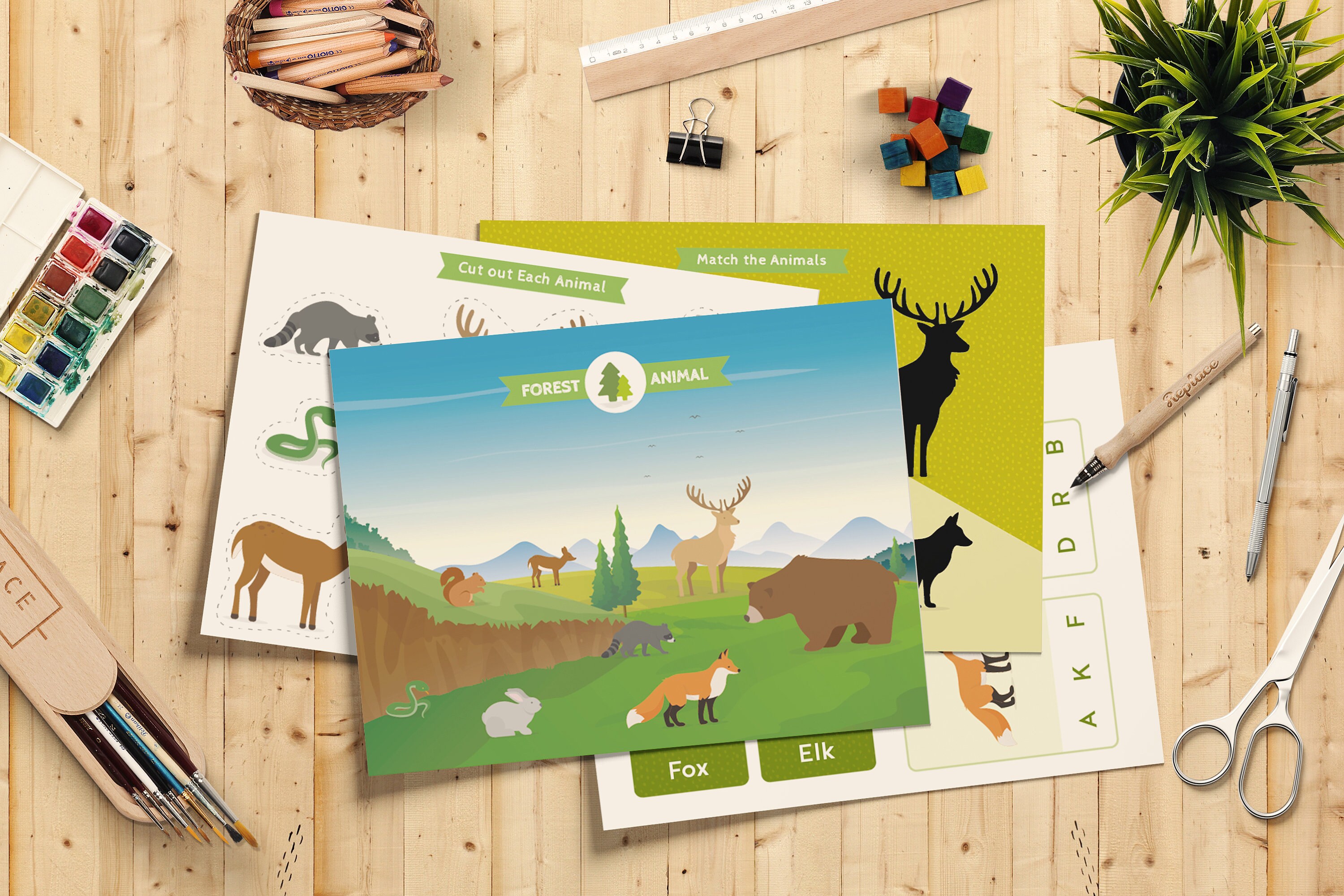 Forest Animals Fun Animal and Beginning Letter Match - Etsy