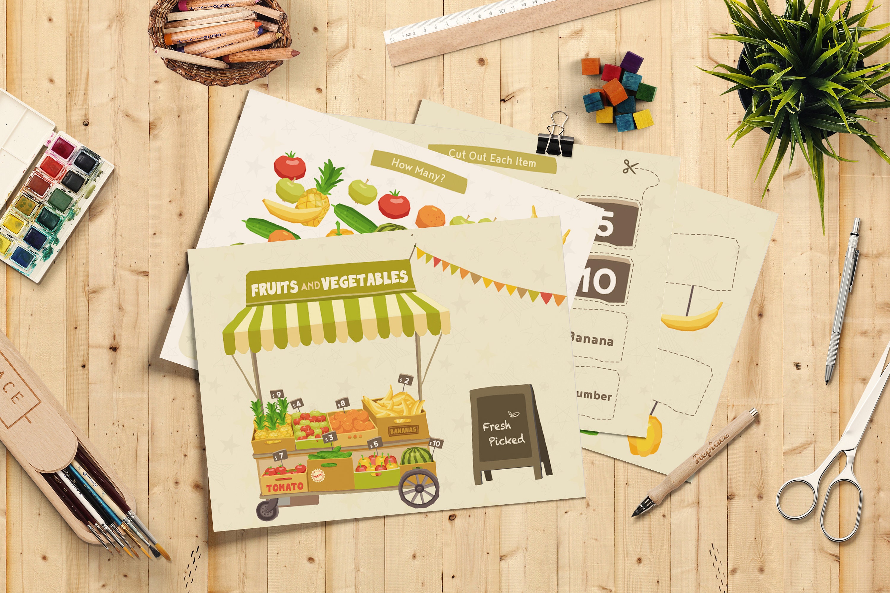 Fruits and Vegetables Stall Market Fun | Number Match and Name Match ...