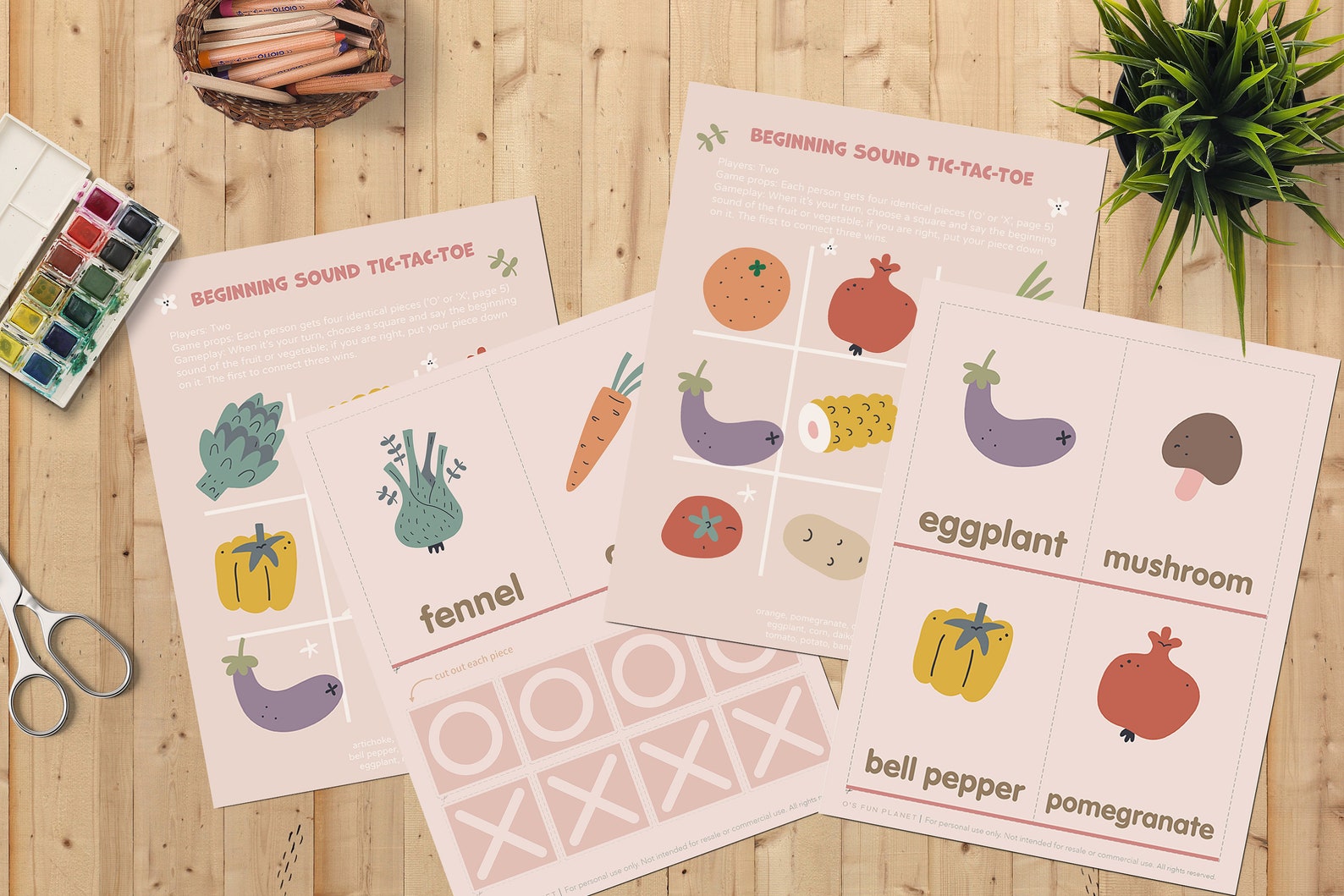 Beginning Sound Tic-tac-toe | Initial Sounds Tic-tac-toe | Fruits and ...