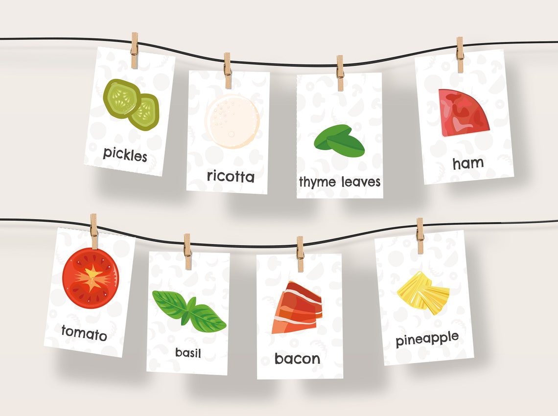 Pizza Making Game Pizza Menu Game Ingredients Flashcards - Etsy Canada