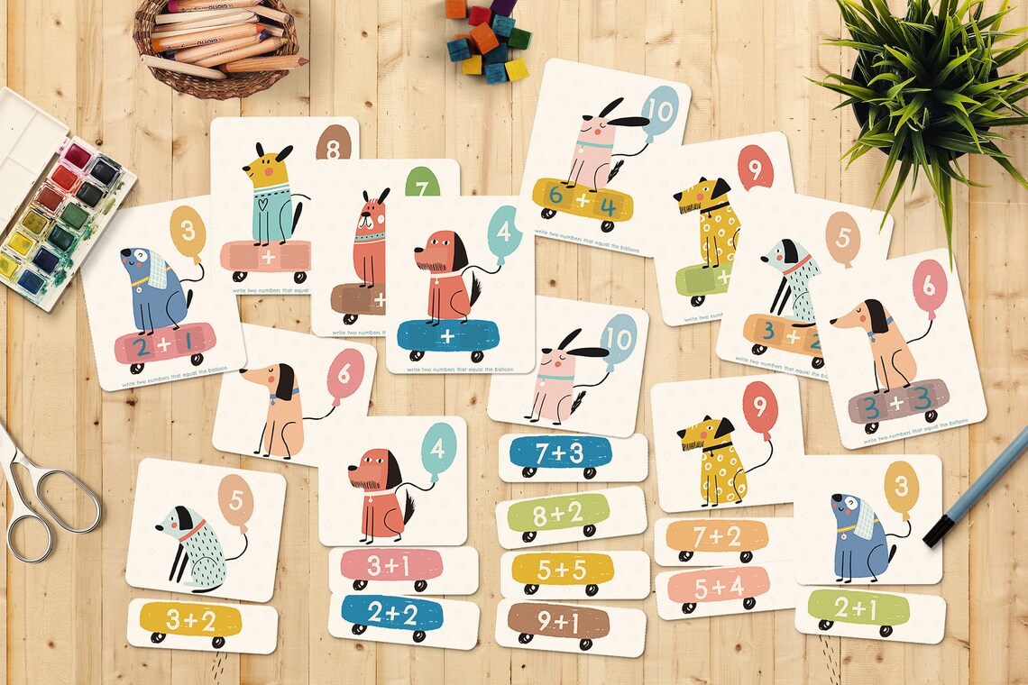 Puppy Math Cards | Dog Math Game | Numbers Game | Math Numeracy Game ...