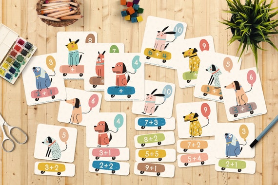 Puppy Math Cards Dog Math Game Numbers Game Math | Etsy