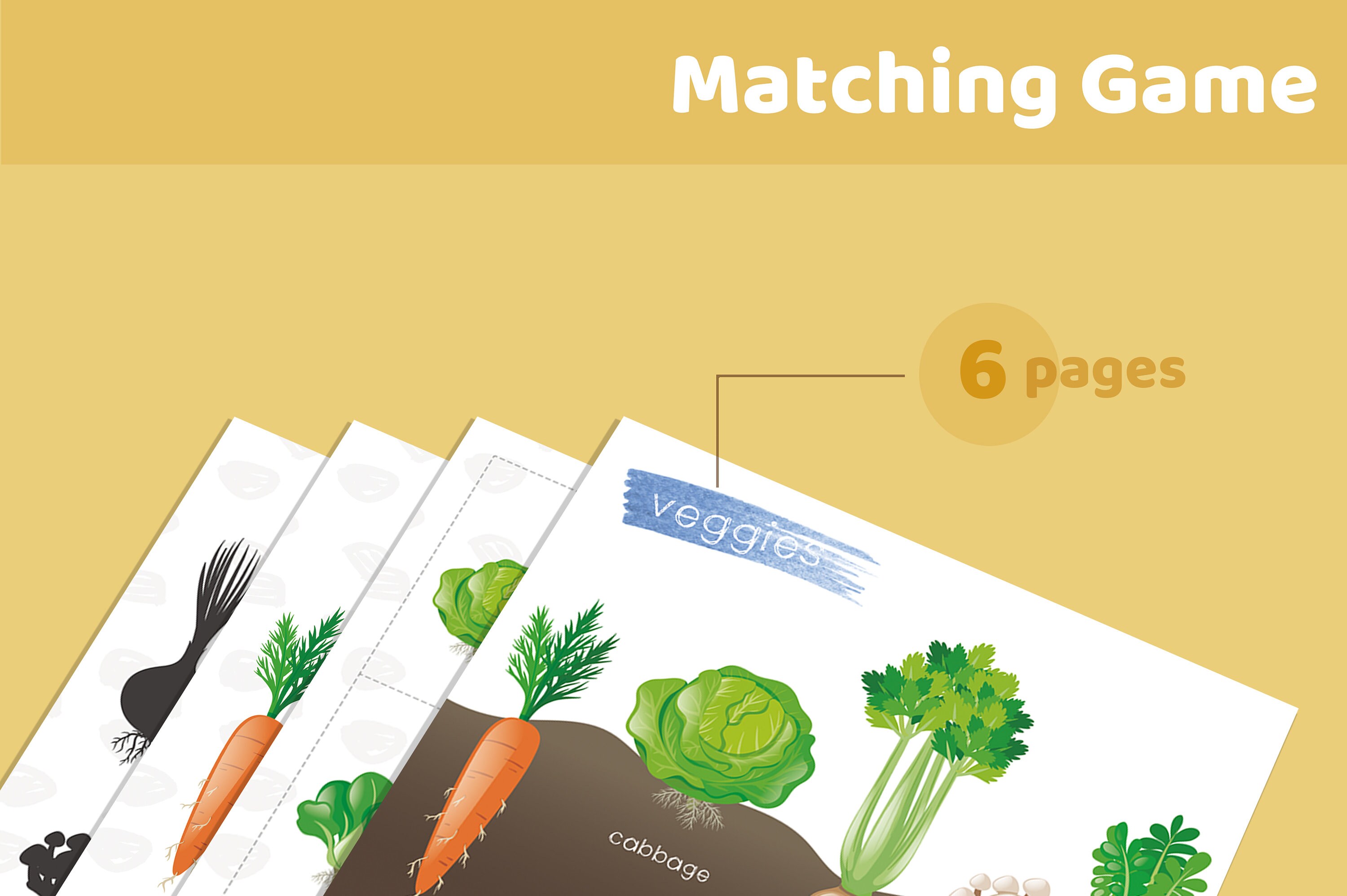 Veggies Matching Game Pretend Garden Veggie Flashcards Vocabulary and ...