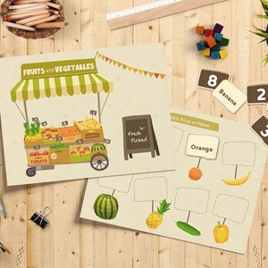 Fruits and Vegetables Stall Market Fun | Number Match and Name Match ...
