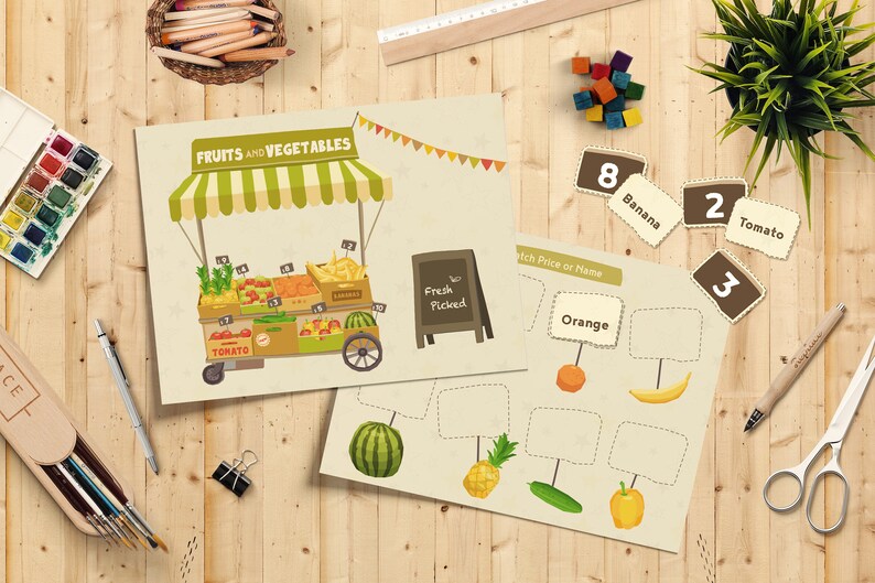 Fruits and Vegetables Stall Market Fun | Number Match and Name Match ...