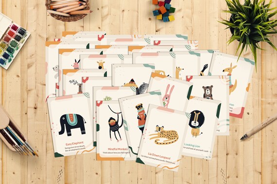 Calming Flashcards for Kids Calm Animal Cards Animal | Etsy
