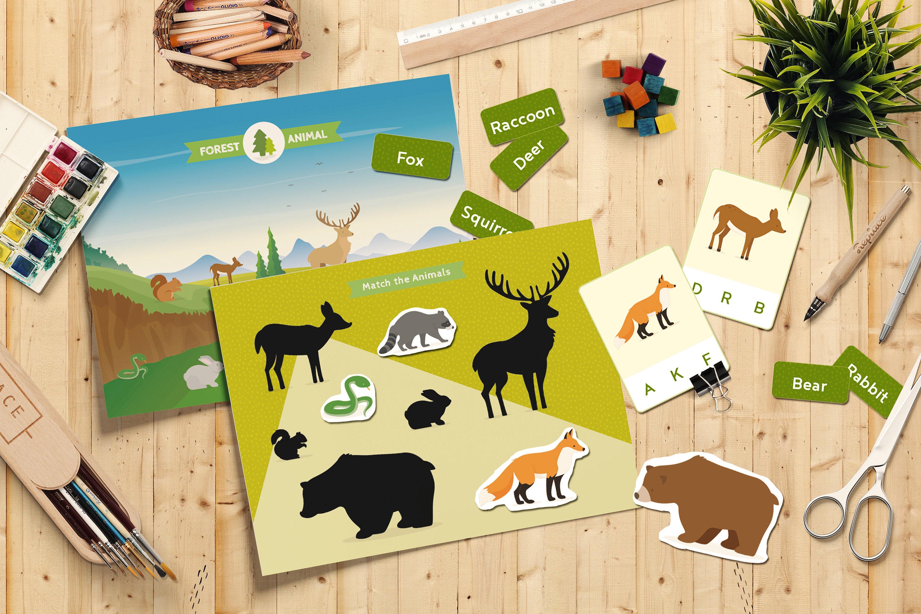 Forest Animals Fun Animal and Beginning Letter Match - Etsy