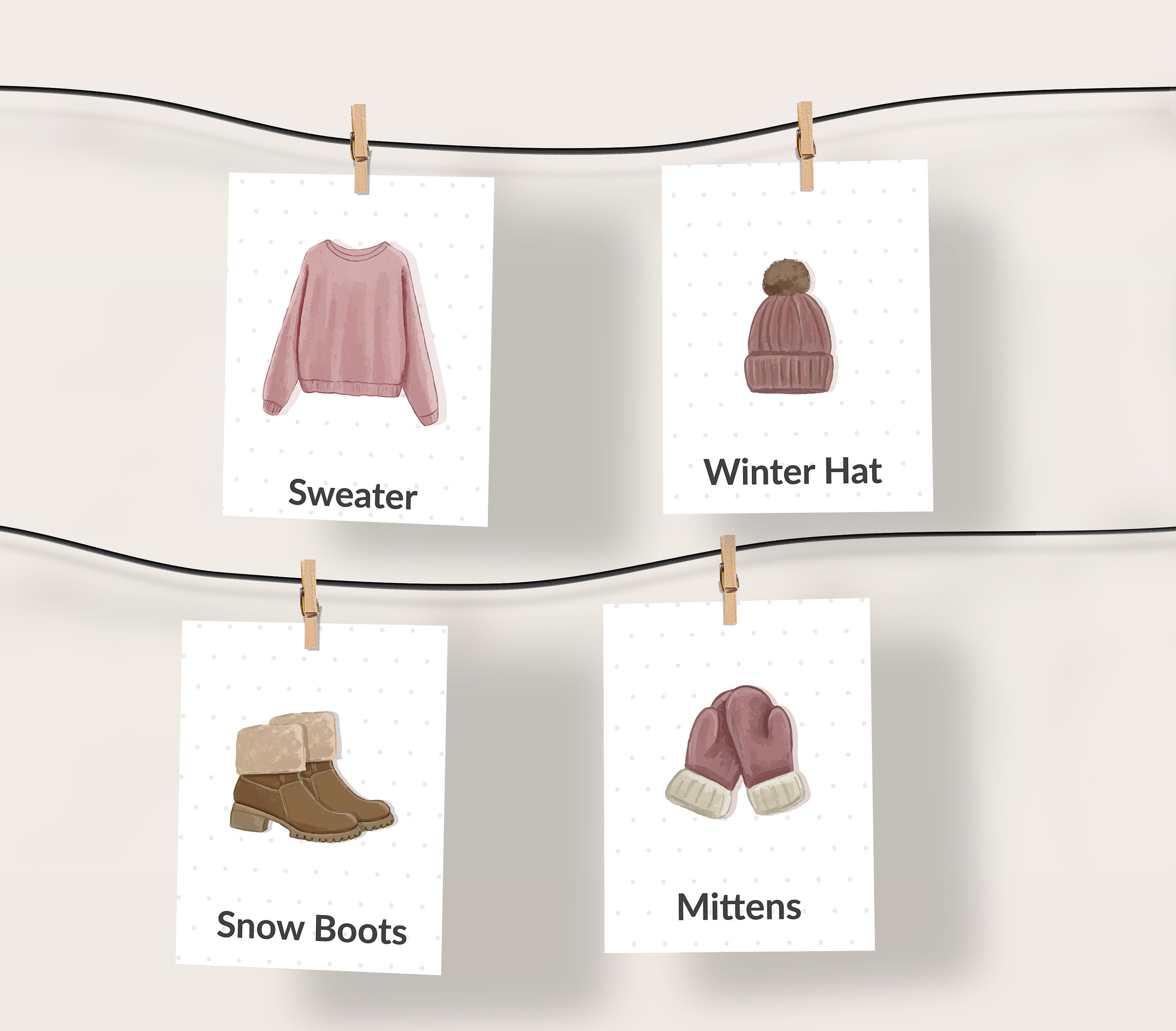 Winter Bits and Bobs Flashcards Literacy Game Matching and - Etsy