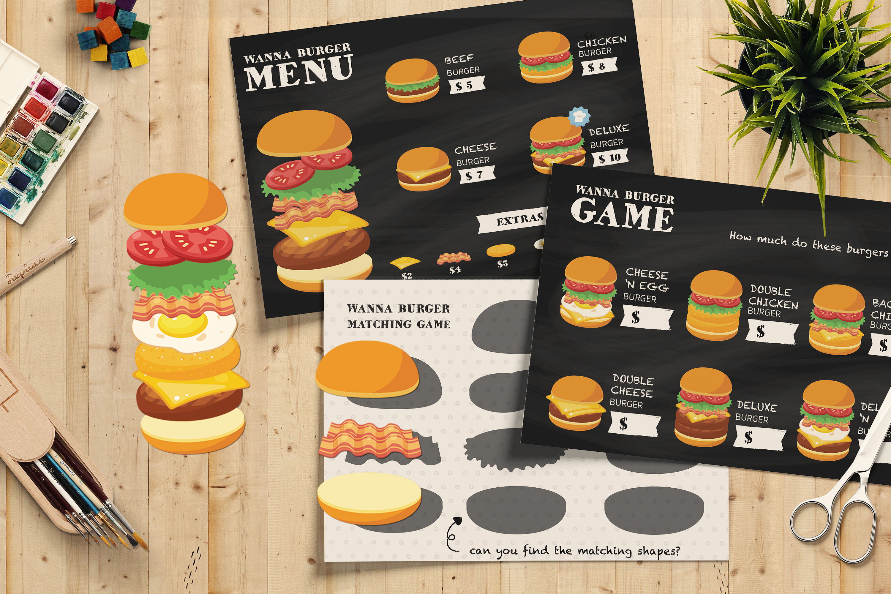 Burger Menu Game | Pretend Restaurant | Money and Counting | Kids Flash ...