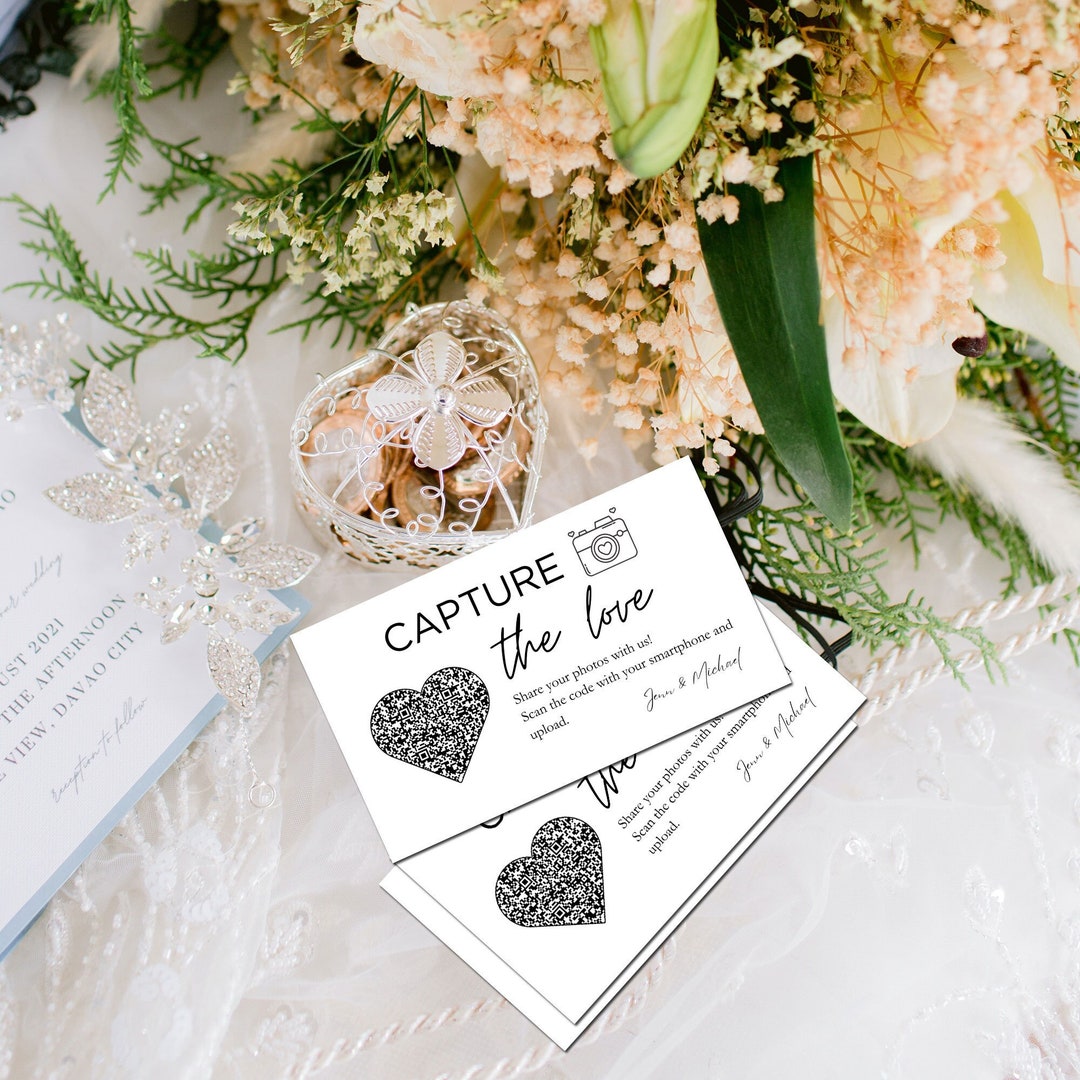 Printed Wedding Card Photo Sharing QR Code - Camera | Capture the Love ...
