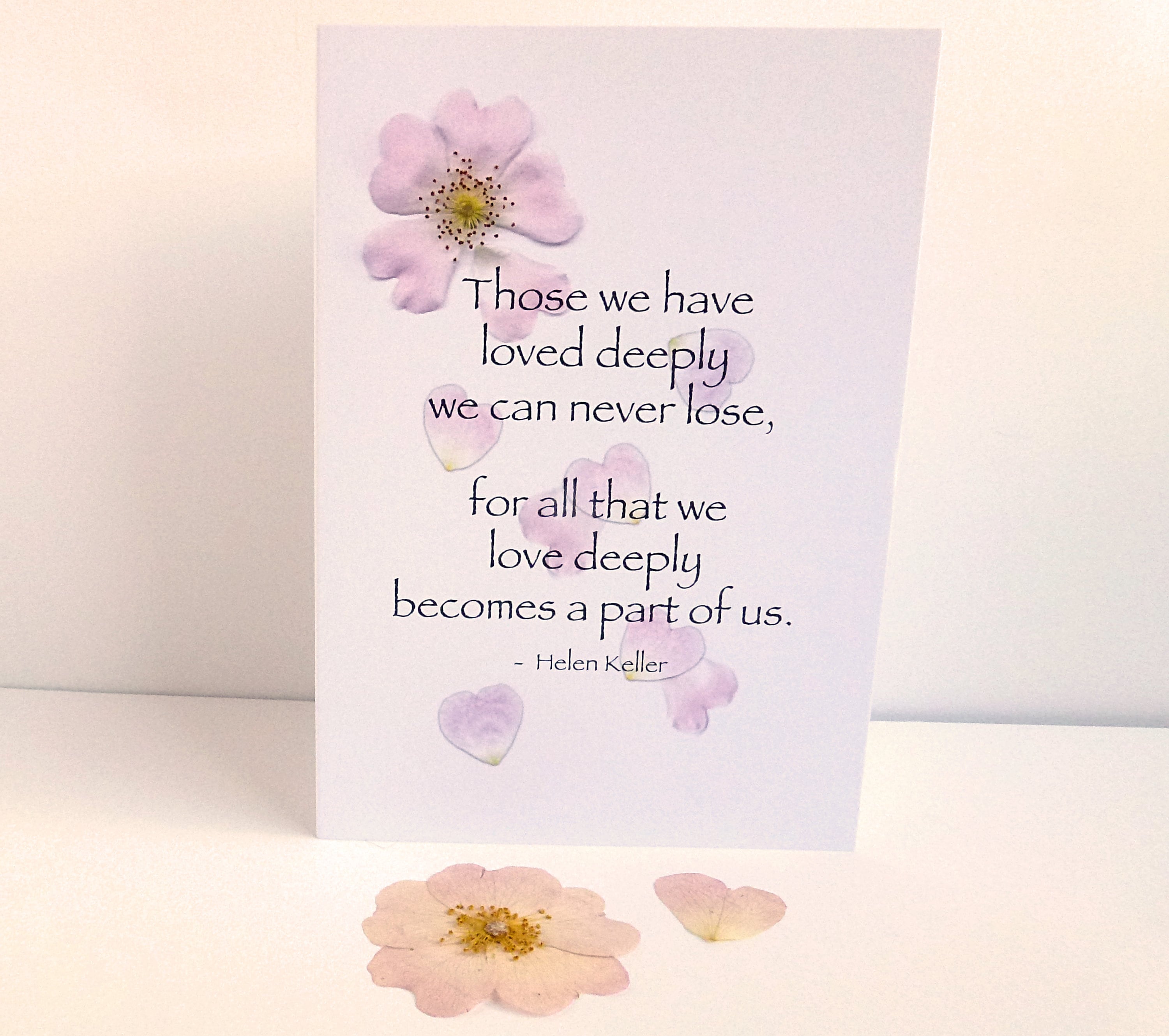 Carte de condoléances en fleurs pressées en allemand ou en anglais ...