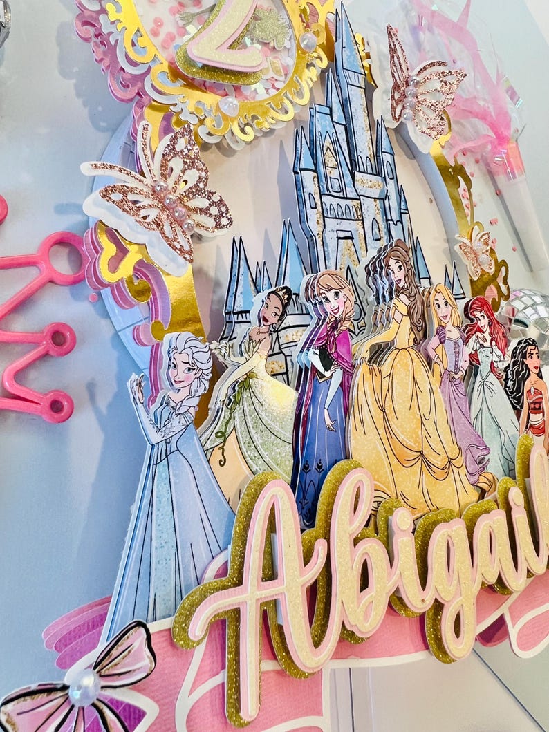Personalized Disney Princess Cake Topper, Princess Castle Birthday ...