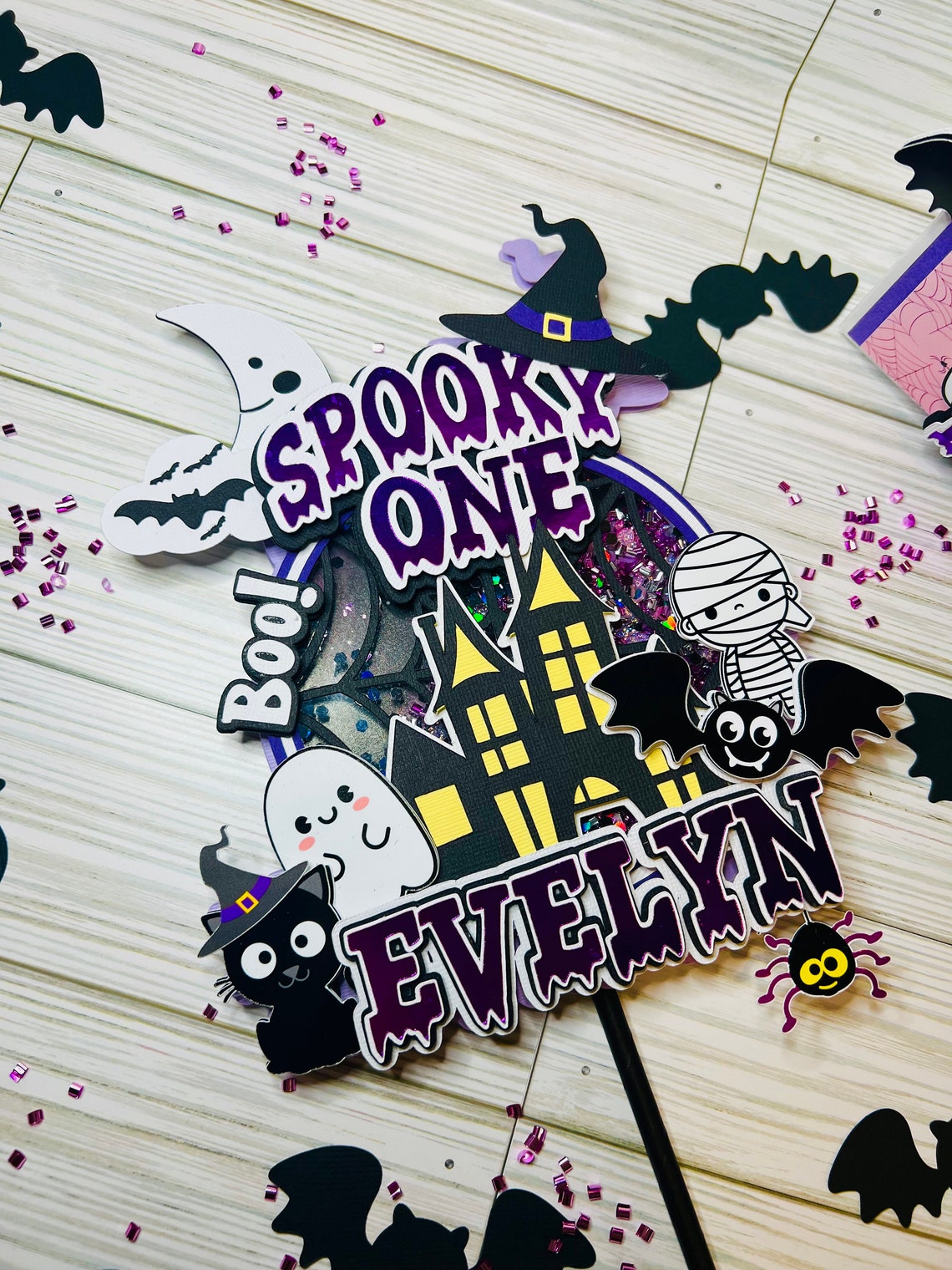 Spooky One Theme Cake Topper Shaker, Spooky Cake Topper, Spooky ...