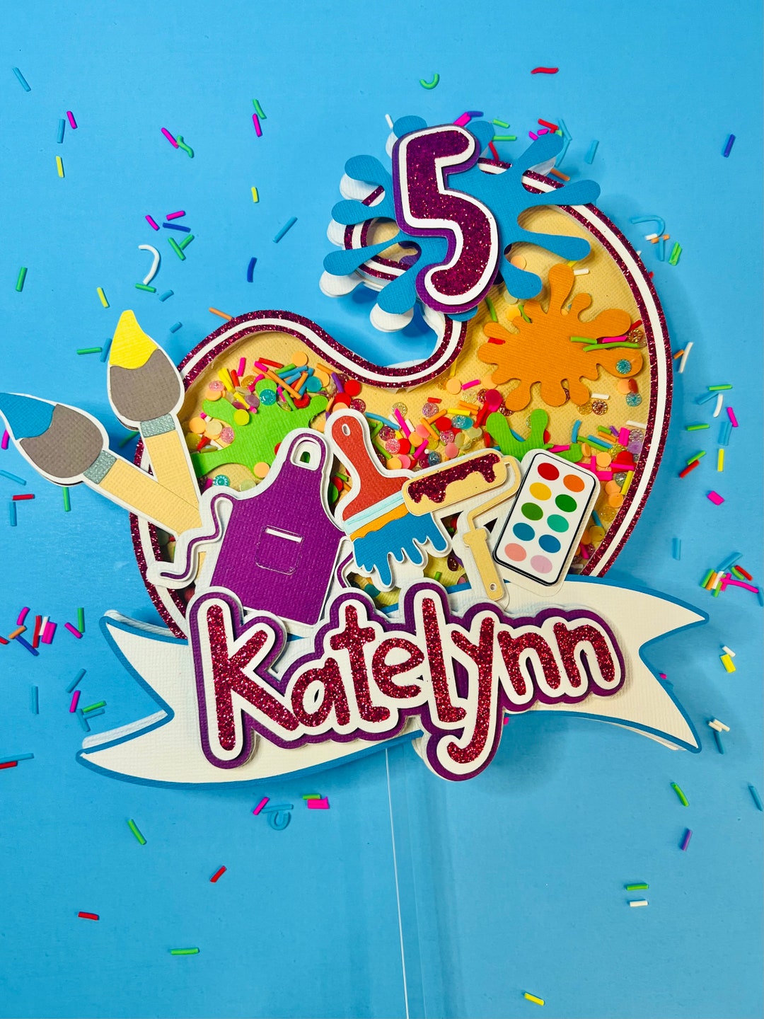Art Paint Theme Cake Topper, Cake Topper, Art Birthday, Paint Birthday ...