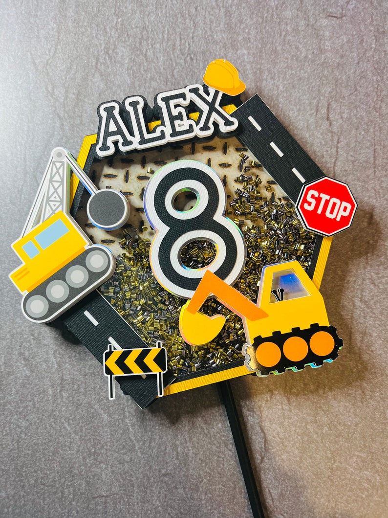 Construction Theme Shaker Cake Topper - Etsy