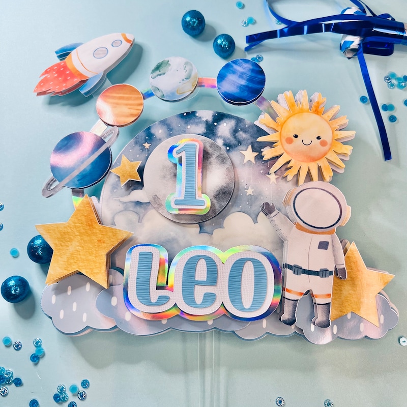 1st Birthday Topper Space - Etsy