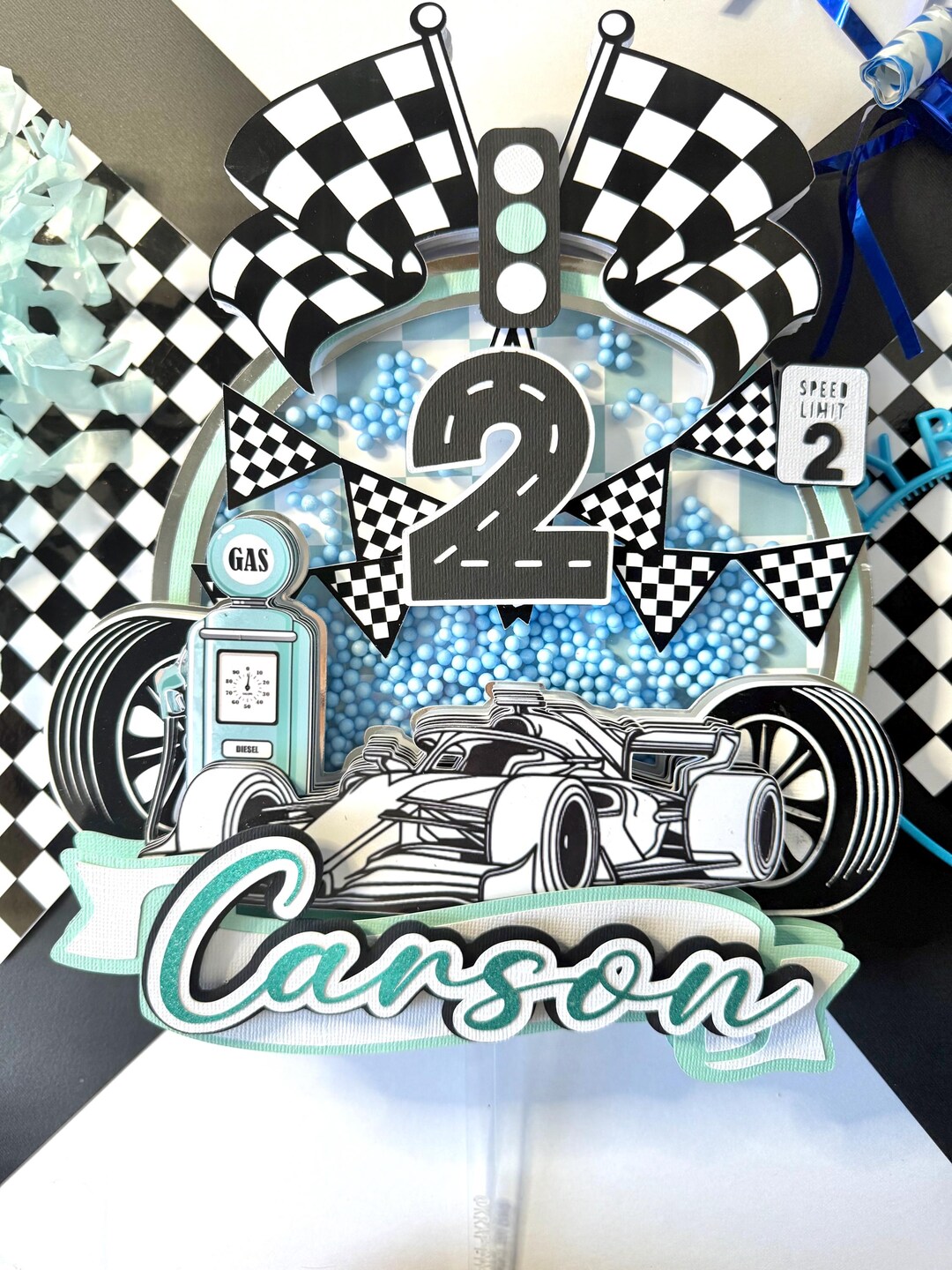 Race Car Theme Cake Topper, Race Cake Topper, Two Fast Cake Topper,race ...