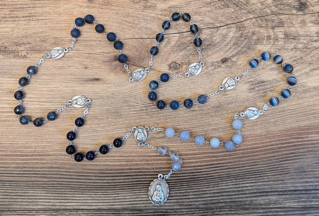Seven Sorrows Rosary, Blue Shades, Unique Catholic Gift, Catholic ...