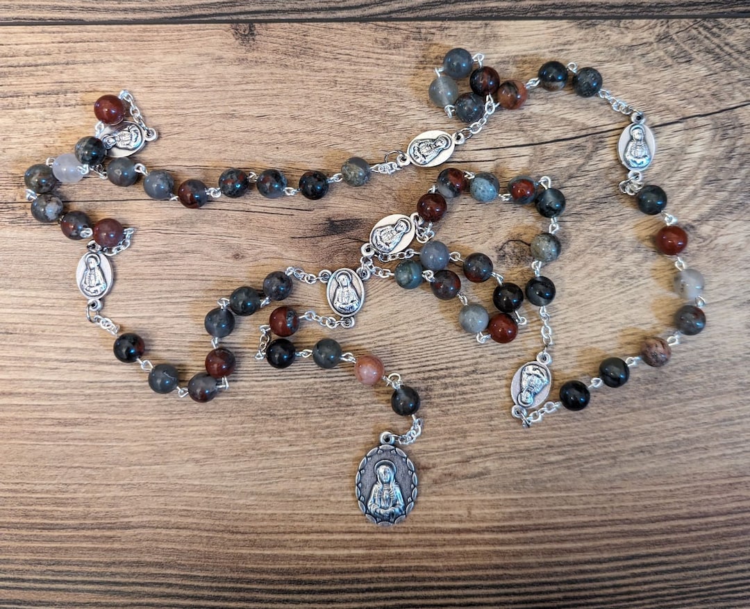 Seven Sorrows Rosary, Bloodstone Beads, Catholic Devotion, Catholic ...