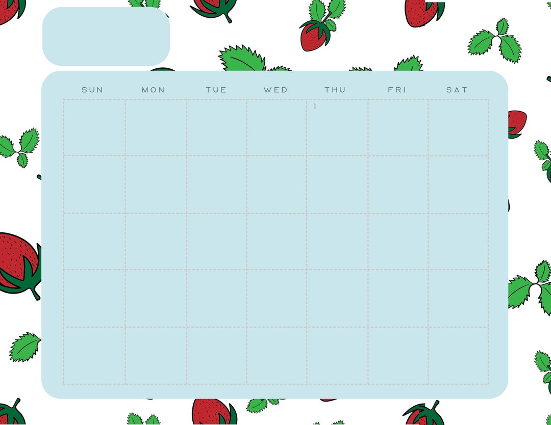 Strawberry Digital Calendar Printable - Etsy
