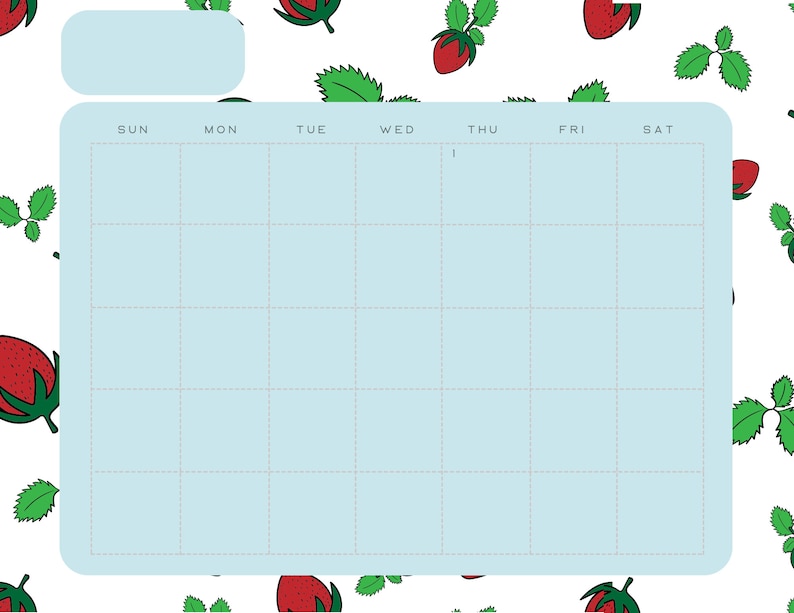 Strawberry Digital Calendar Printable - Etsy