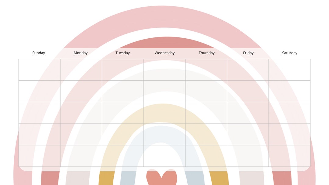 Pastel Rainbow Digital Calendar Printable - Etsy