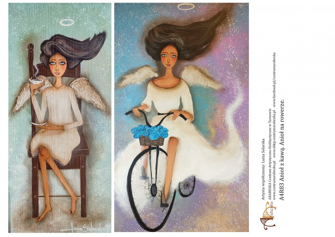 8''x10''arabesque. Rice Paper. A4. Decoupage. Angel on Bike. - Etsy