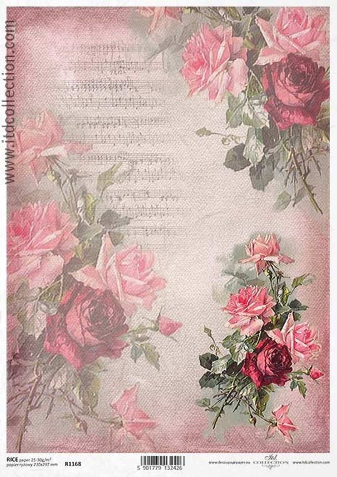 3 Pieces. Rice Paper. Red Roses. Decoupage. - Etsy