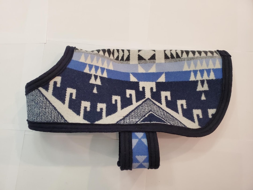 Dark Blue/grey Pendleton Wool Dog Coat - Featuring Exclusive D-ring ...