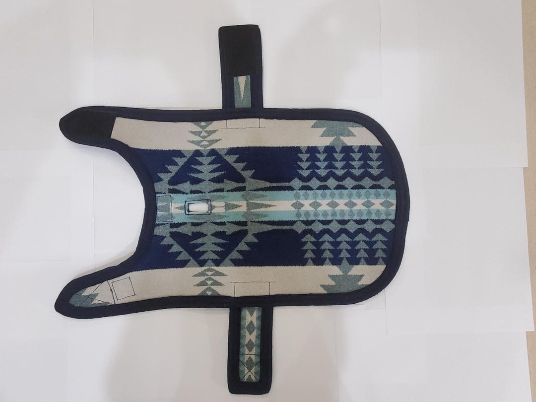 Blue Gray W/ Navy Blue Trim Pendleton Wool Dog Coat - Featuring ...