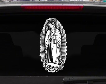 Virgin Mary Decal With Flowers Sticker for Your Car Virgen De Guadalupe ...