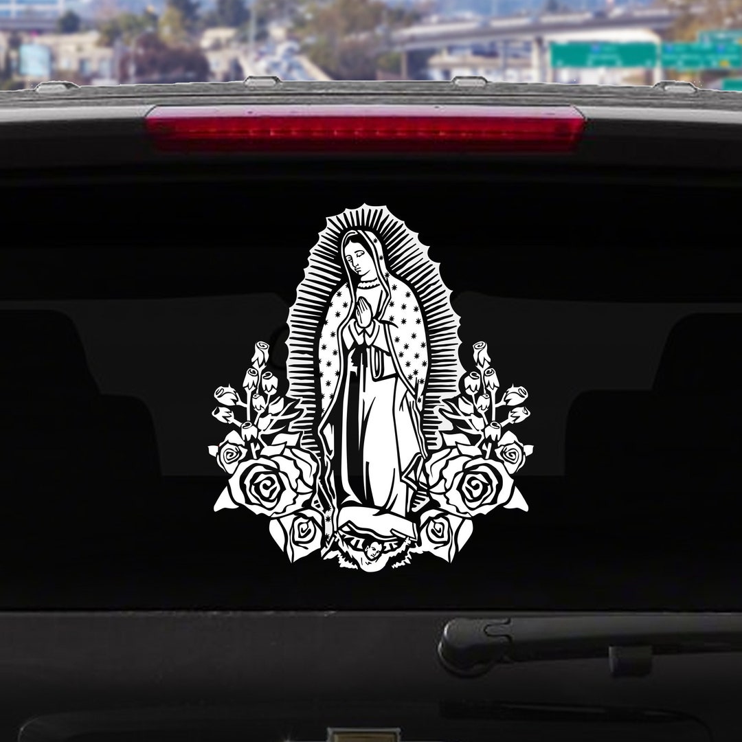 Virgin Mary Decal With Flowers Sticker for Your Car - Virgen De ...