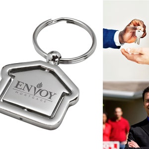 Real Estate House Key Tag Key Chain Holder Personalized House Shaped ...
