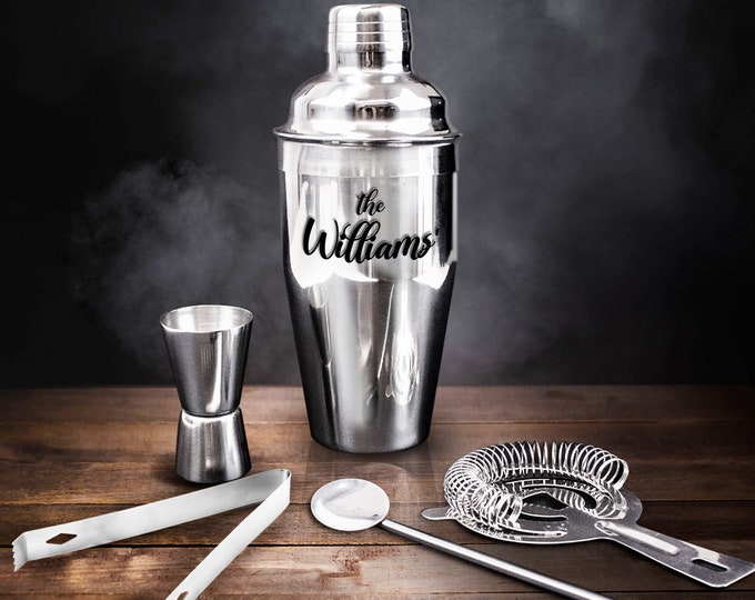 Monogrammed Cocktail Shaker Set Personalized Engraved Mixology Gift - Etsy