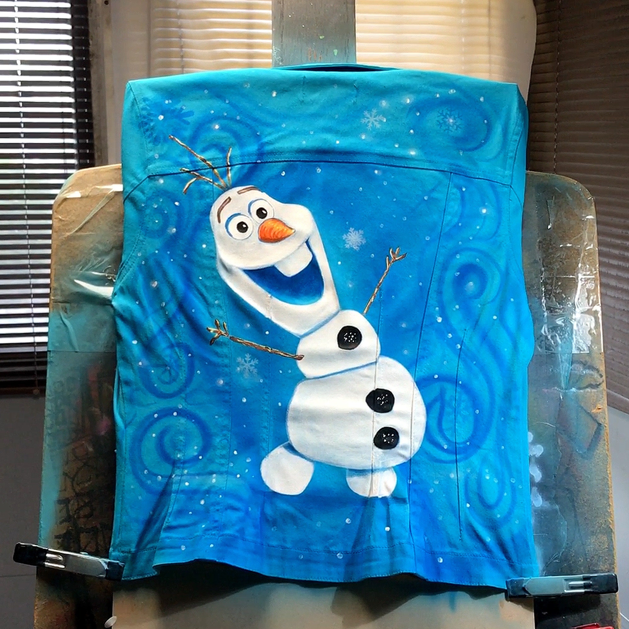 Frozen Olaf Jacket Disney Denim Blue Jean Jacket Hand Painted - Etsy