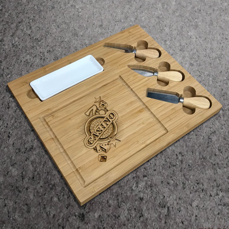 Personalized Bamboo Cutting Board Gift Set With Cheese Cutting - Etsy