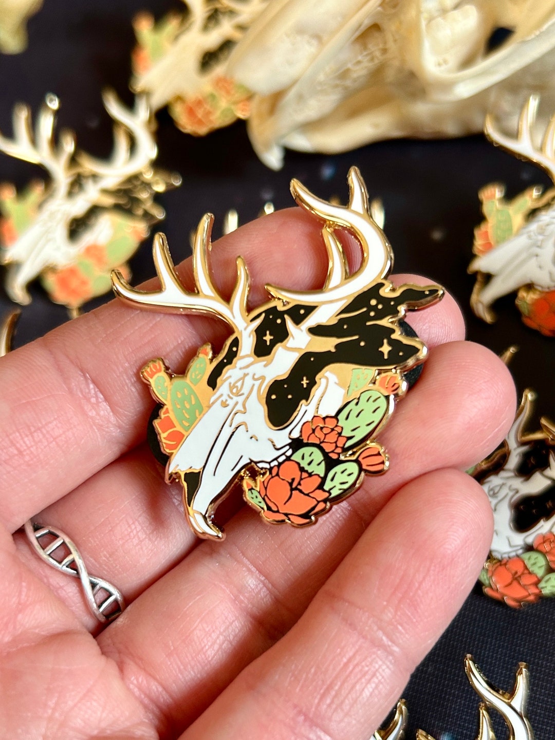 Jackalope Skull Enamel Pin: Cryptid Pin, Folklore Pin, Spooky Enamel ...
