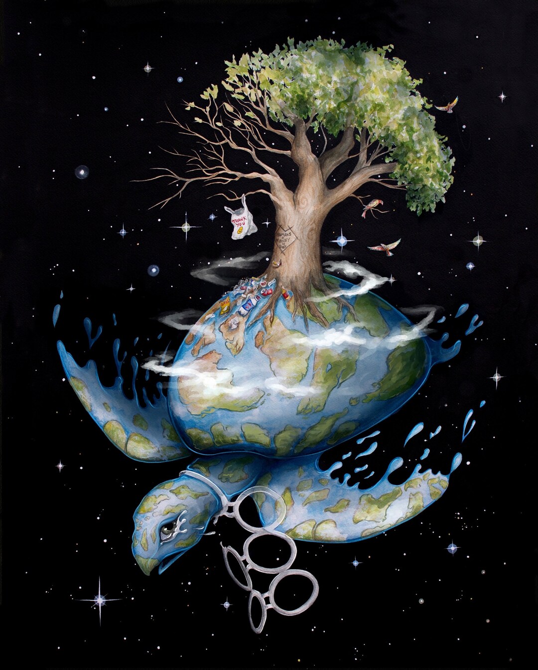 Signed Print "endangered", Conceptual Illustration, Climate Change Art ...