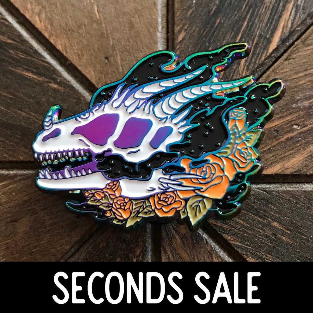 B-GRADE Enamel Pin Dragon Skull aether, Dragon Pin, Dragon Enamel Pin ...