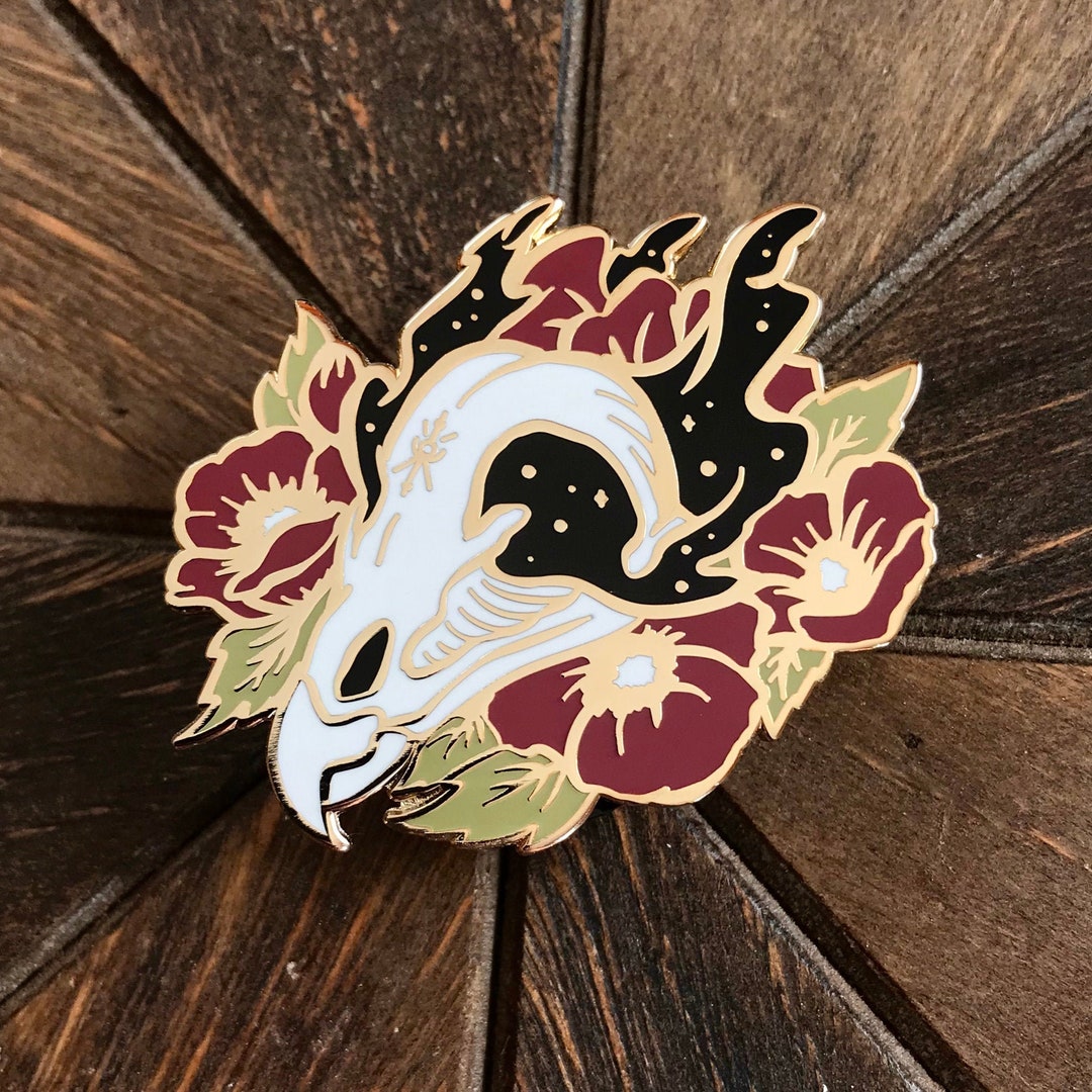 Hawk Skull Enamel Pin - "astra", Hawk Pin, Falcon Enamel Pin, Spooky ...