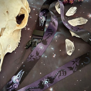 Crow Skull Witchy Lanyard Goth Lanyard, Occult Lanyard, Spooky Lanyard ...