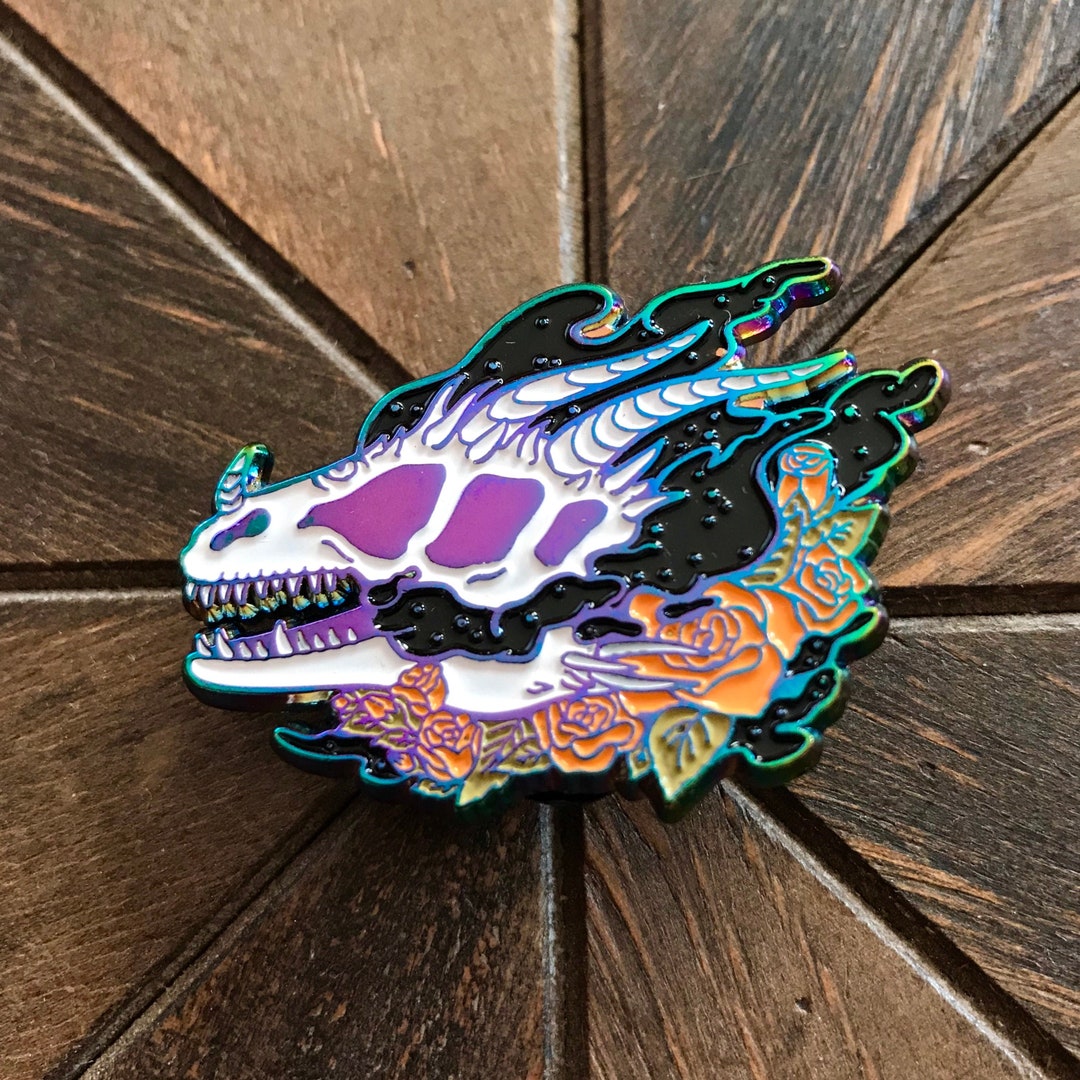 Dragon Skull Enamel Pin - "aether", Dragon Pin, Dragon Enamel Pin ...