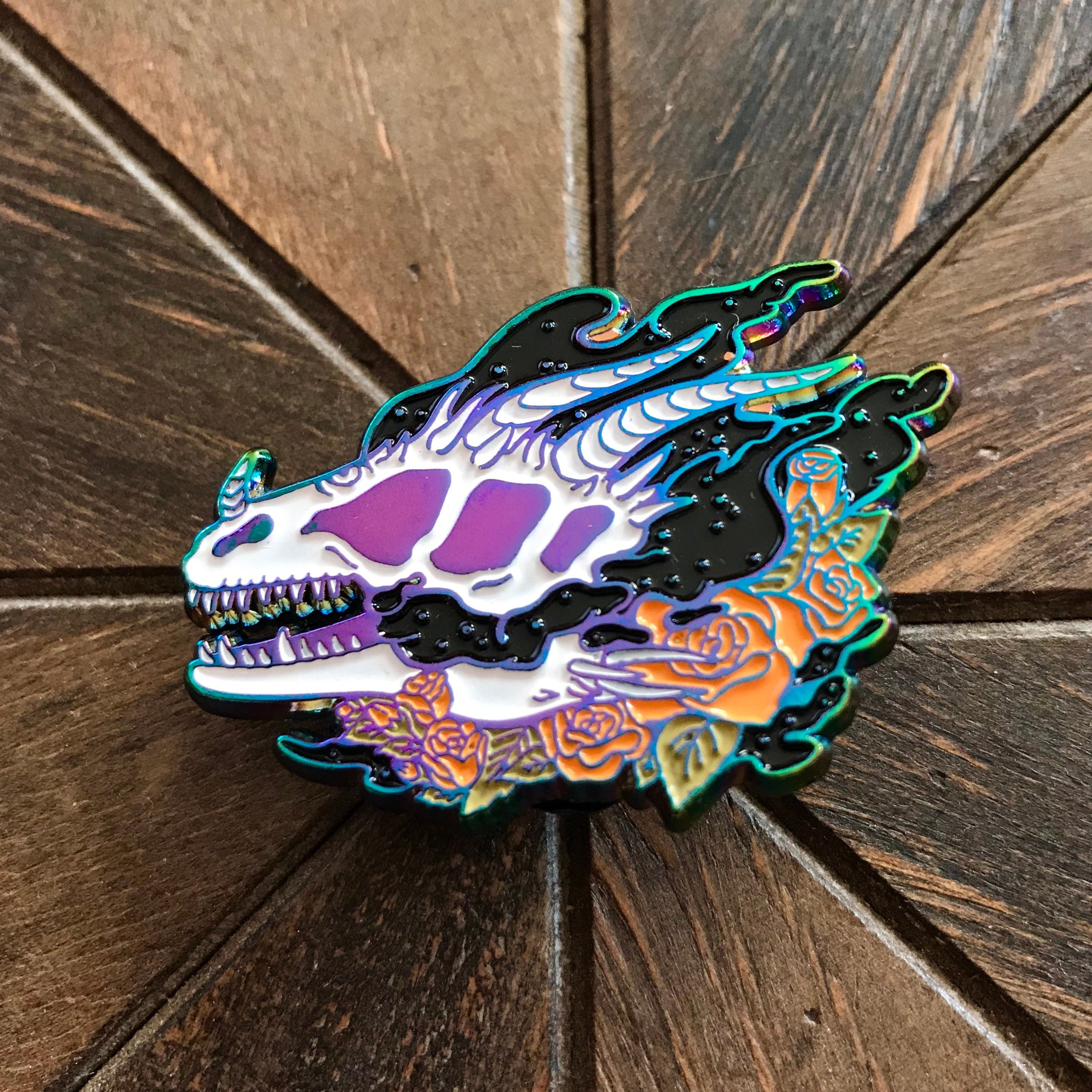Dragon Skull Enamel Pin aether Dragon Pin - Etsy