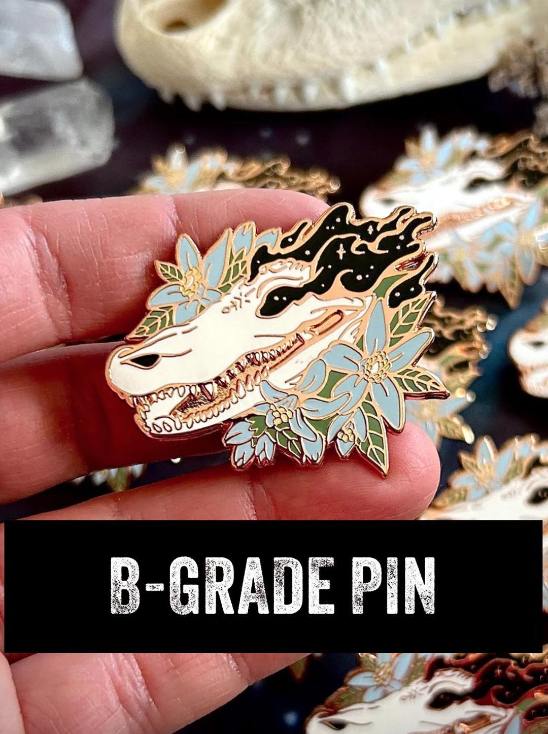 B-GRADE Alligator Skull Enamel Pin: Alligator Pin, Gator Pin, Spooky ...