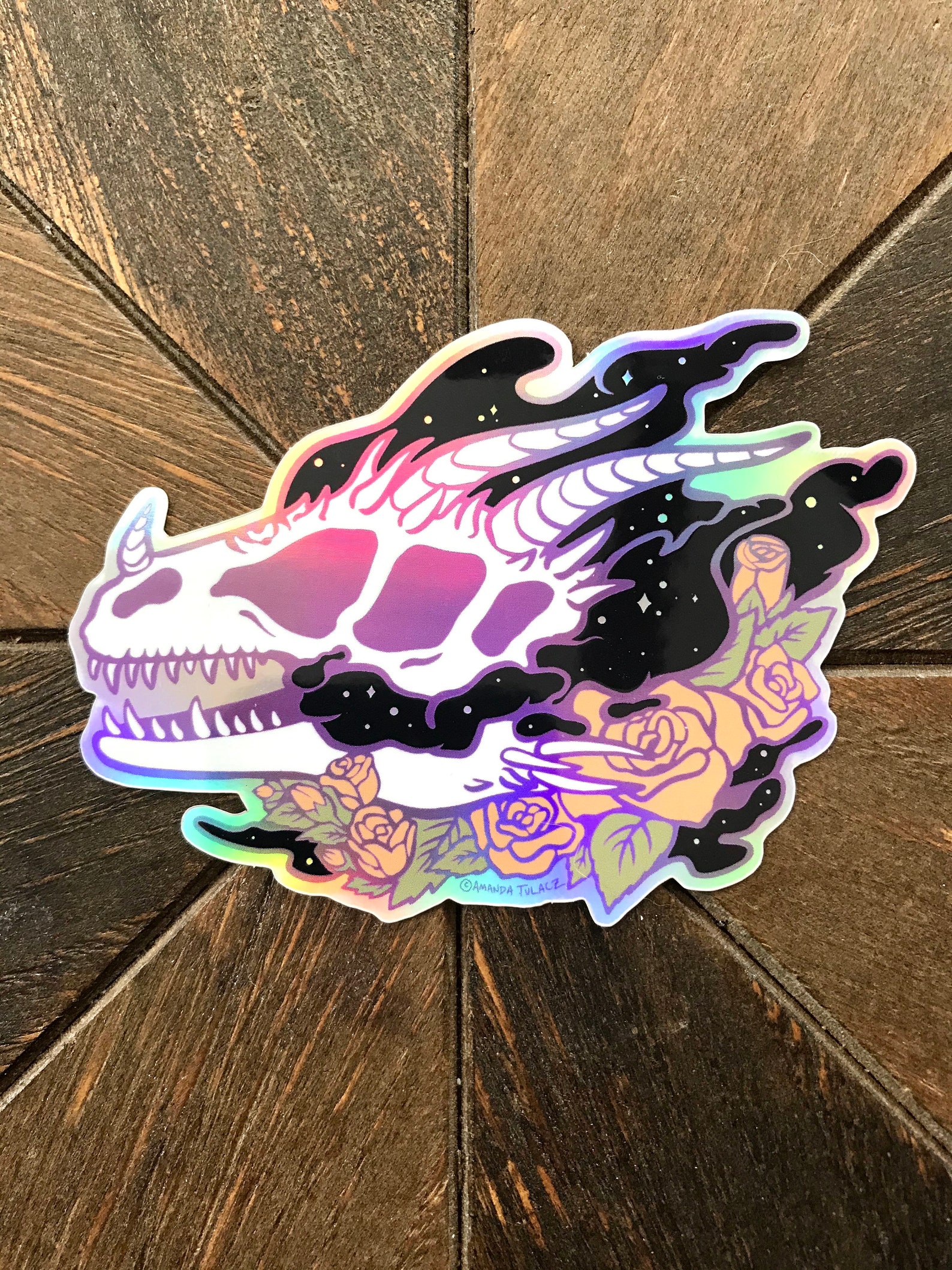 Holographic Sticker aether Dragon Skull Dragon | Etsy