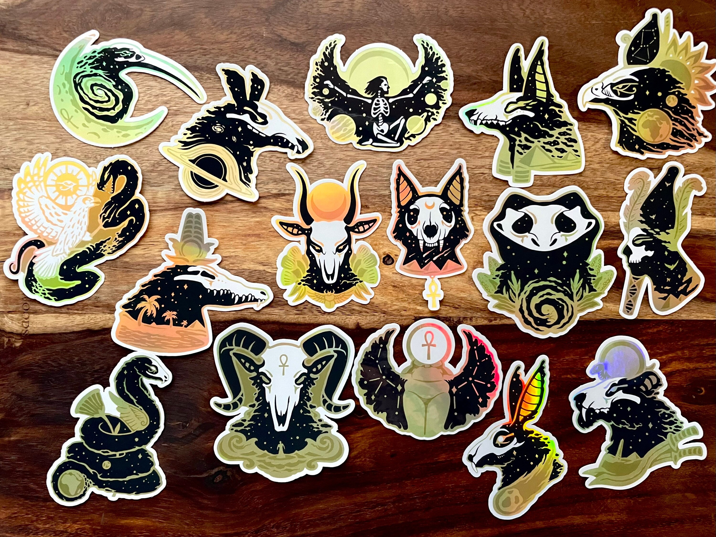 Full set of 16 Holographic Stickers - Cosmic Pantheon Egypt — Amanda ...