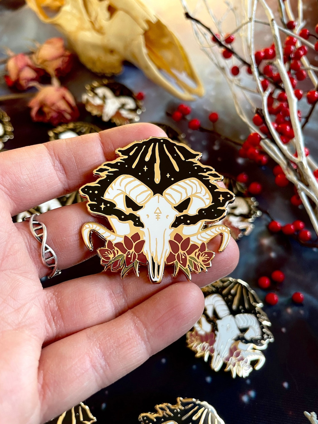Ram Skull Enamel Pin - “ Imbris” Skull Pin, Ram Pin, Ram Enamel Pin ...