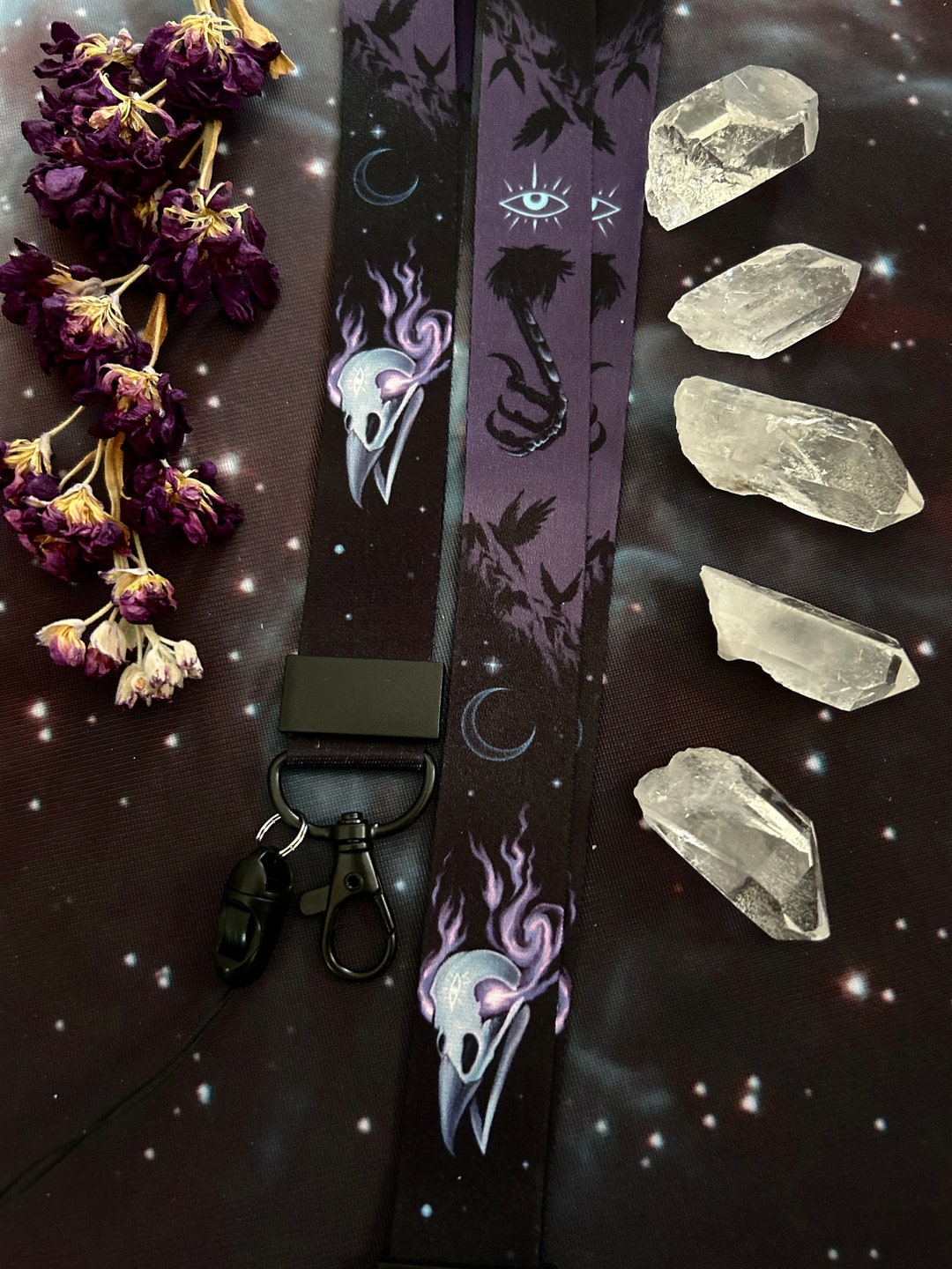 Crow Skull Witchy Lanyard - Goth Lanyard, Occult Lanyard, Spooky ...